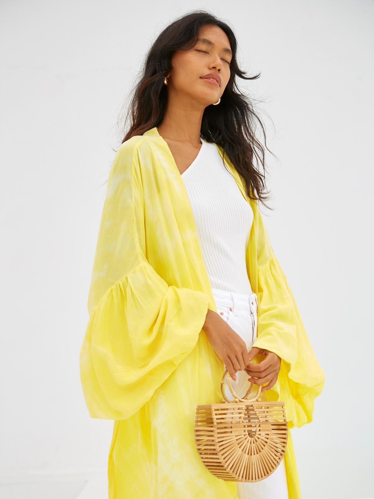 MIKO KIMONO ROBE, Tie die puffy sleeves kimono robe