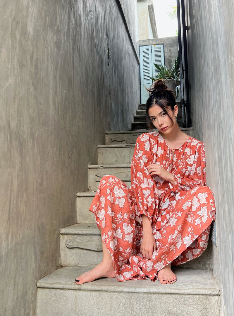 Lola Bohemian Maxi Dress- Rust | Coco De Chom