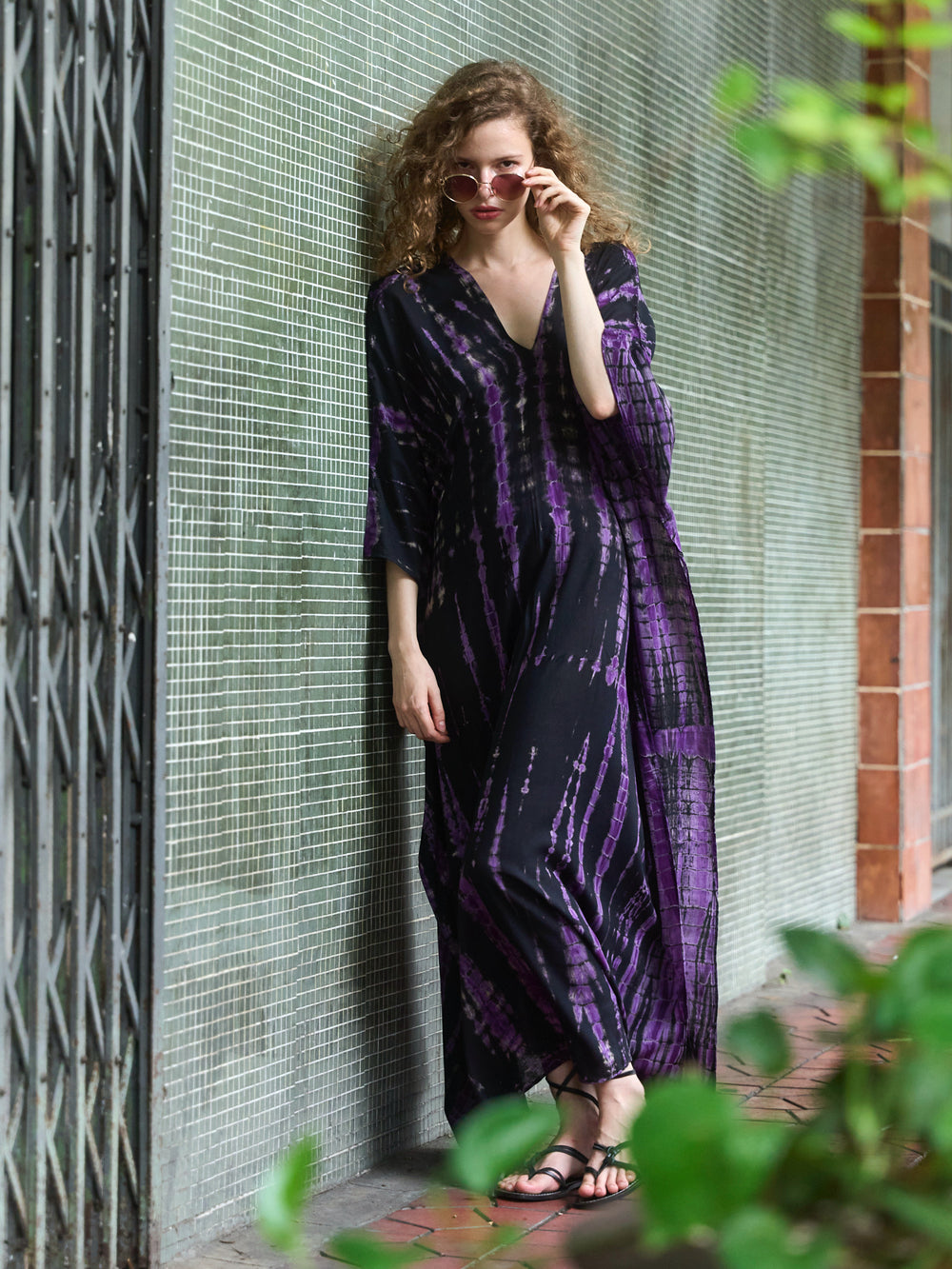 Zen - Tie Dye Kaftan Dress - Oversized caftan - Purple Tie dye Maxi Summer Dress | Coco De Chom