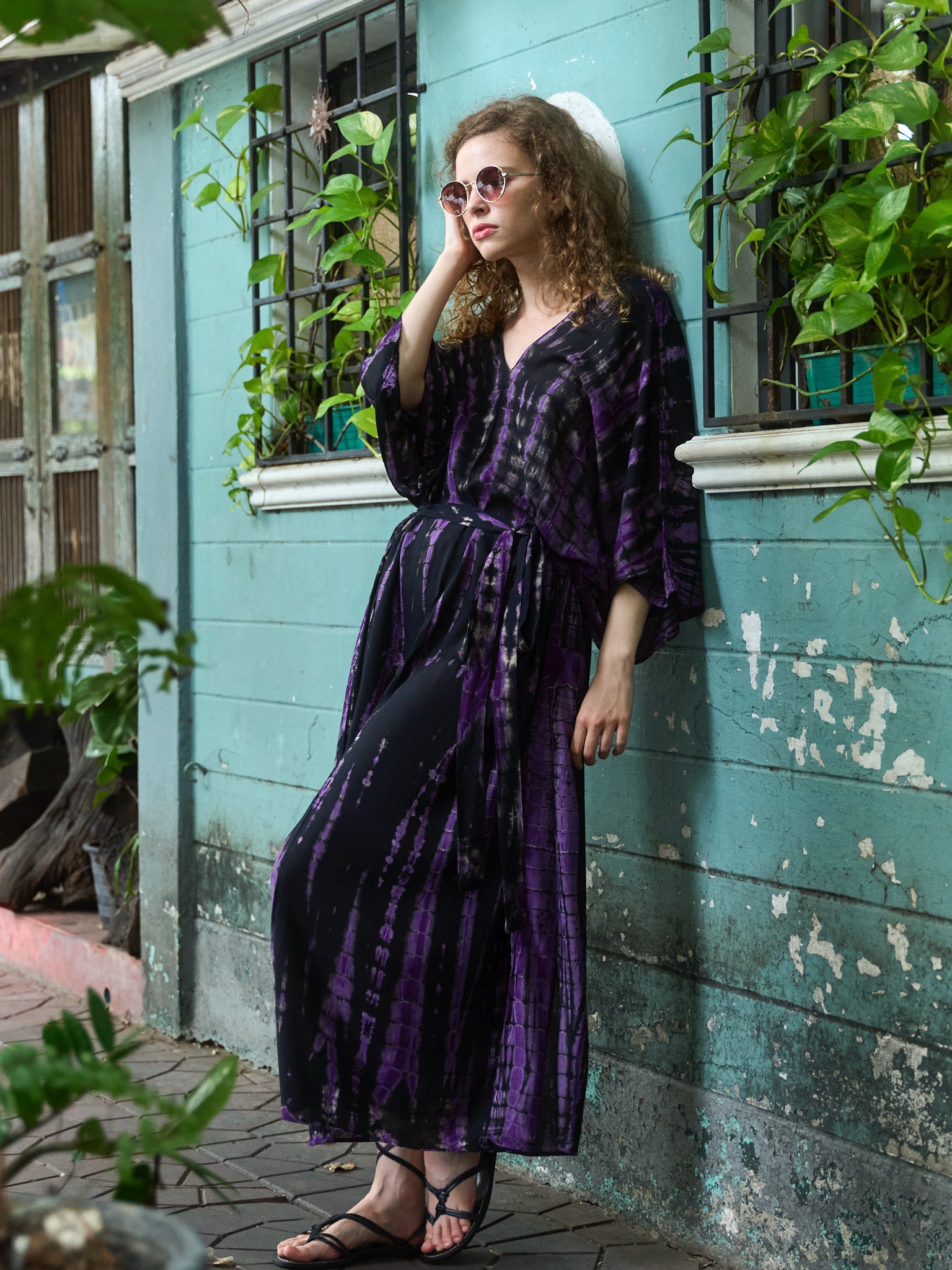 Zen - Tie Dye Kaftan Dress - Oversized caftan - Purple Tie dye Maxi ...