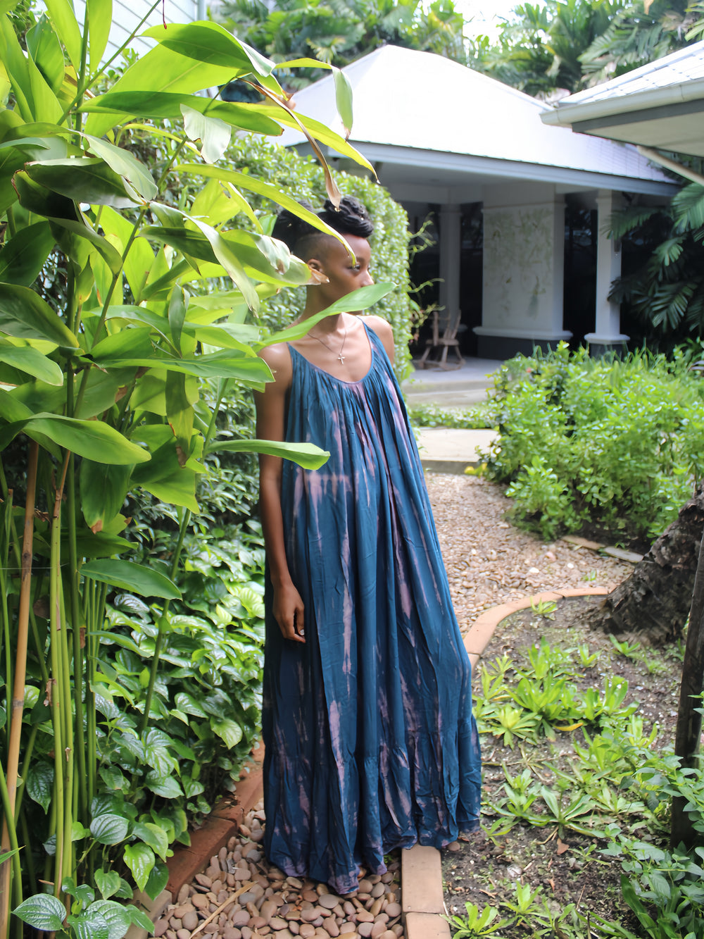 Shop Tie dye Backless Maxi Dress - Opened maxi Dress in Teal at Coco De ...