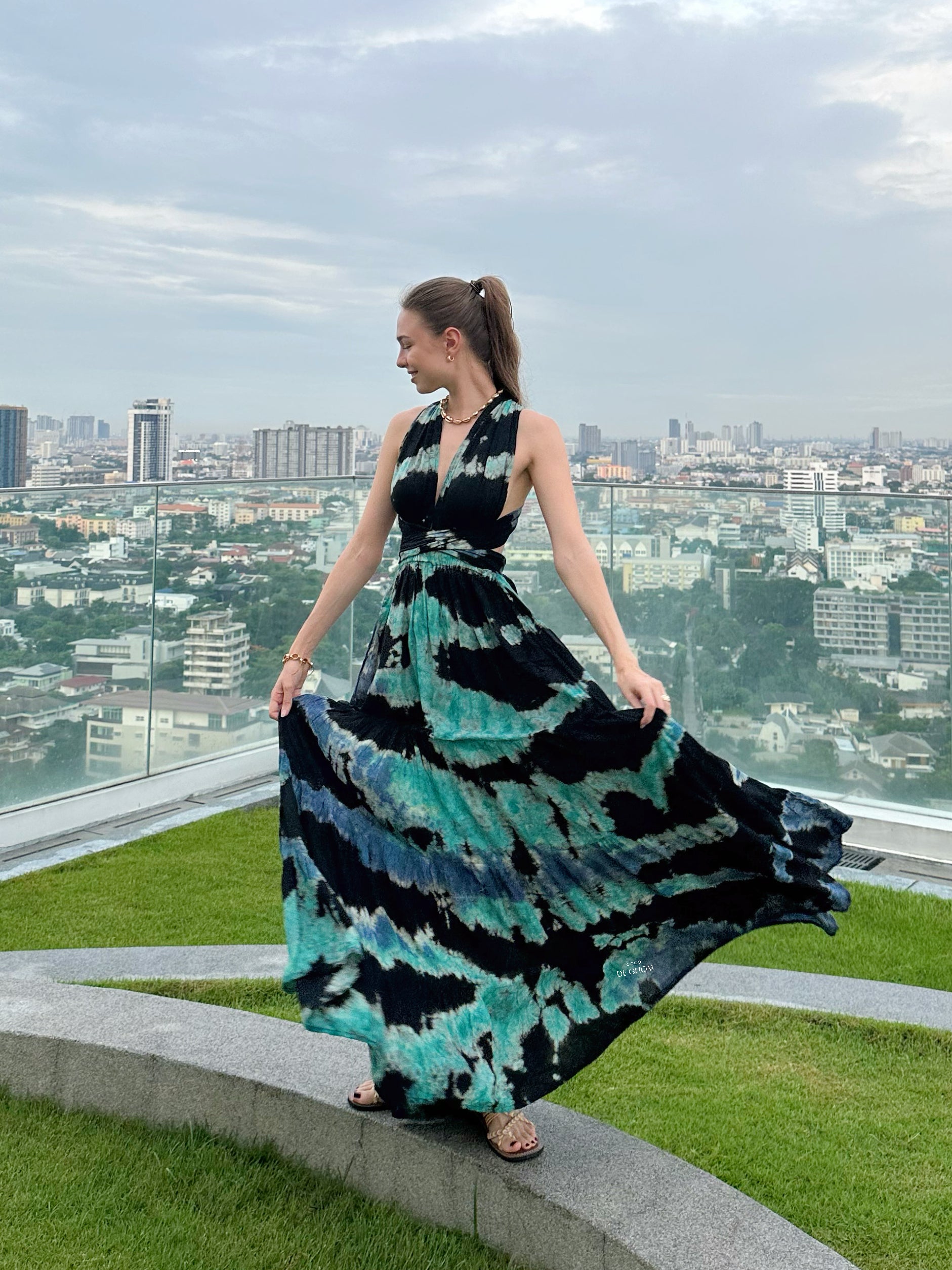 Infinity Maxi Dress - Tie Dye Infinity Maxi Dress | Open back halter dress