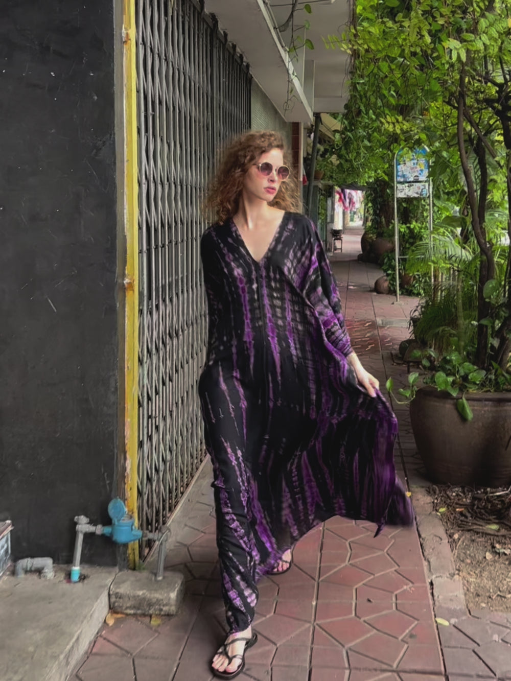 Zen - Tie Dye Kaftan Dress - Oversized caftan - Purple Tie dye Maxi Summer Dress | Coco De Chom