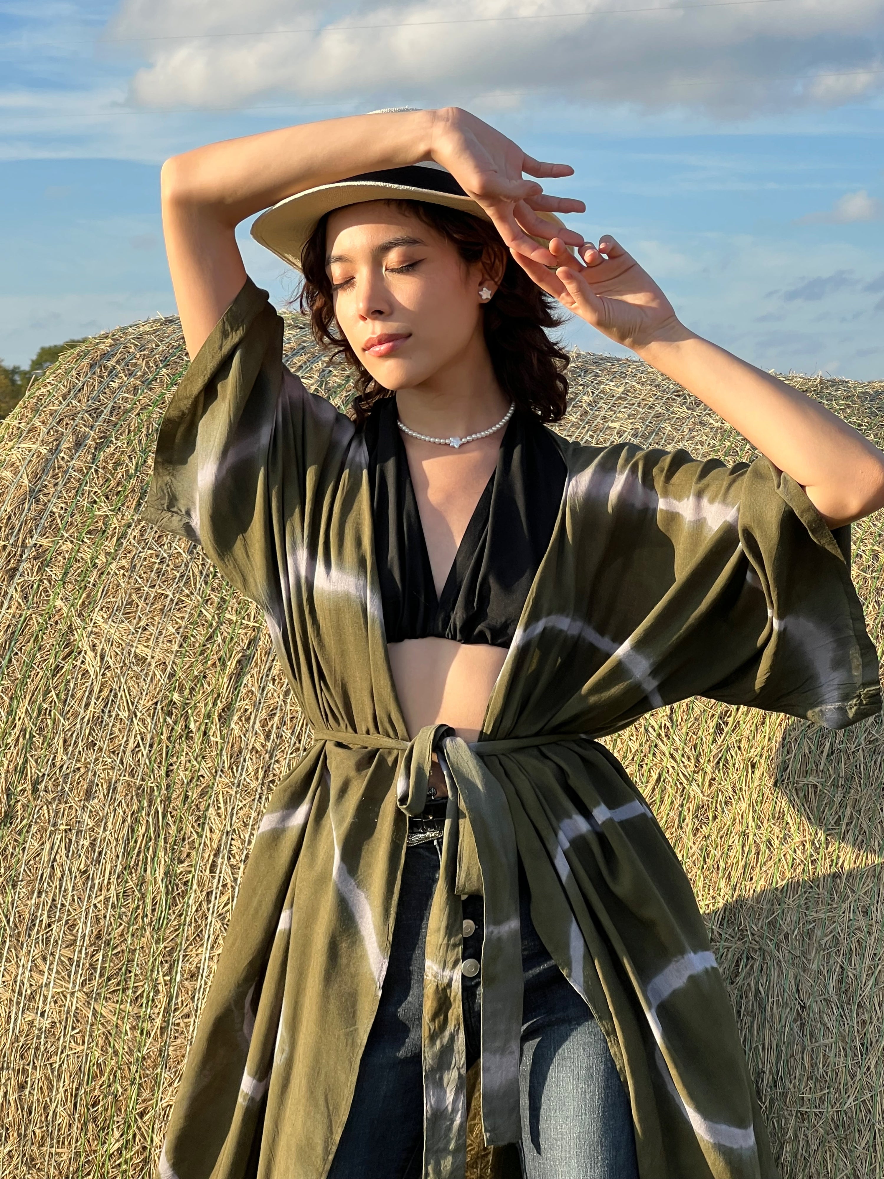 Spider Tie Dye Kimono Robe - Long Tie Dye Robe | Boho robe | Coco De Chom